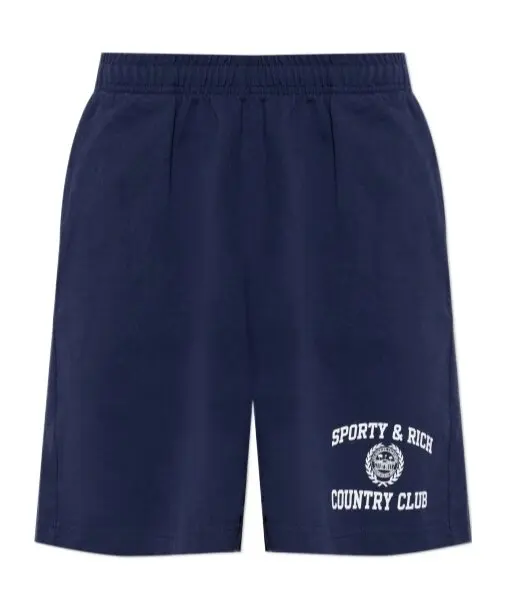 SPORTY  RICH Sporty & Rich Elastic Waist Shorts With Logo Detail