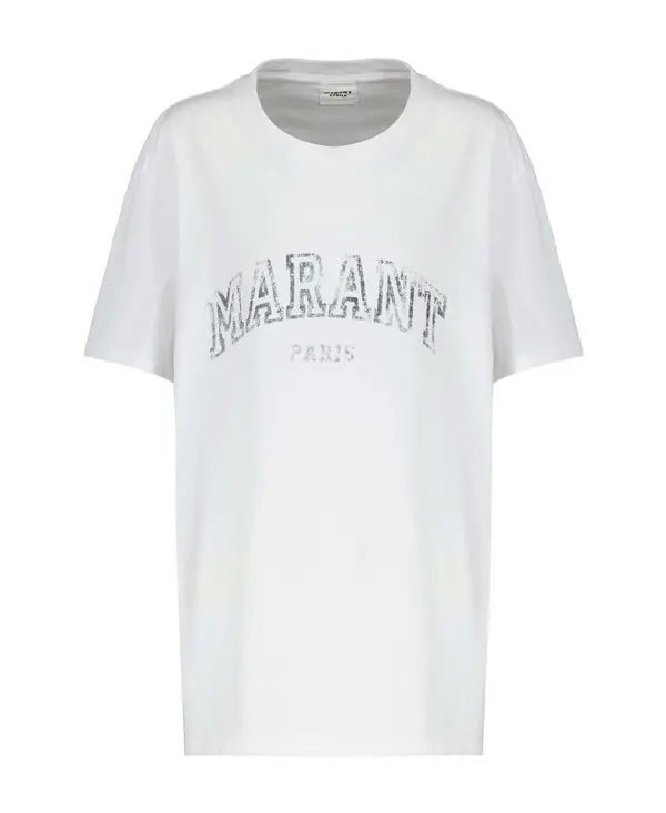 Isabel Marant Étoile Honore' Cotton T-shirt With "marant Paris" Logo - White