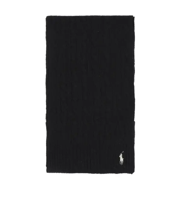 Polo Ralph Lauren Pony Embroidered Cable-knit Scarf - Black
