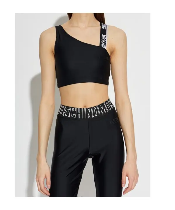 Moschino One-shoulder Logo Performance Top