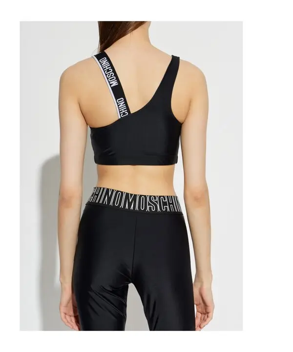 Moschino One-shoulder Logo Performance Top