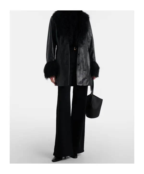 NILI LOTAN Sefa Lace-up Leather Jacket