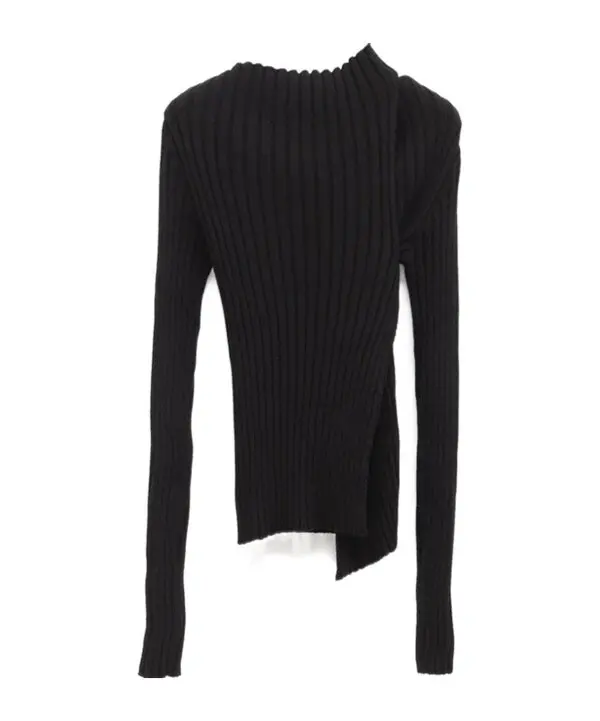 Paloma Wool No 2837 Esmolar Asymmetric Ribbed Sweater - Black