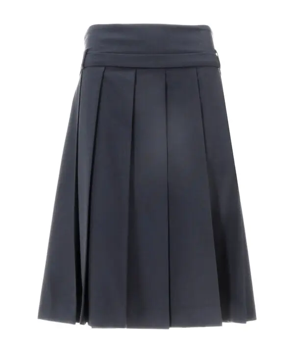 Vivetta Pleated Midi Skirt With Belt Loop - Black