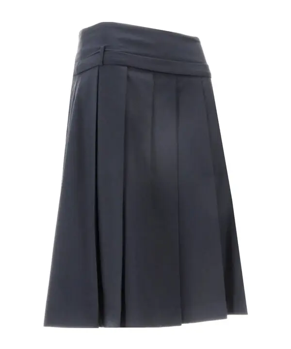 Vivetta Pleated Midi Skirt With Belt Loop - Black