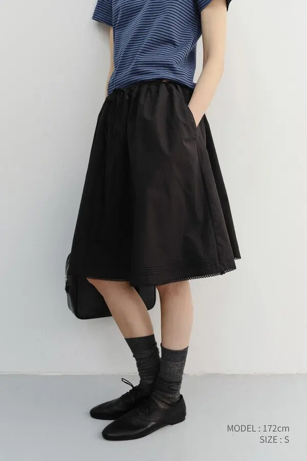 DUNST Lace-trimmed Drawstring Midi Skirt