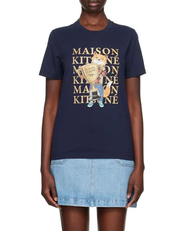 Maison Kitsuné Round-necked Logo T-shirt