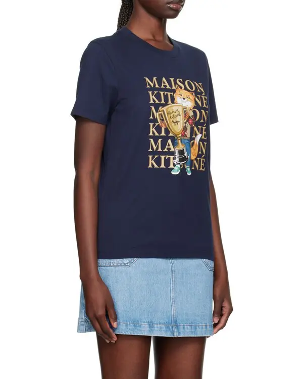 Maison Kitsuné Round-necked Logo T-shirt
