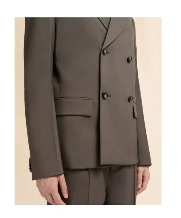 Marni Grey Double-breasted Wool Blazer With Mending