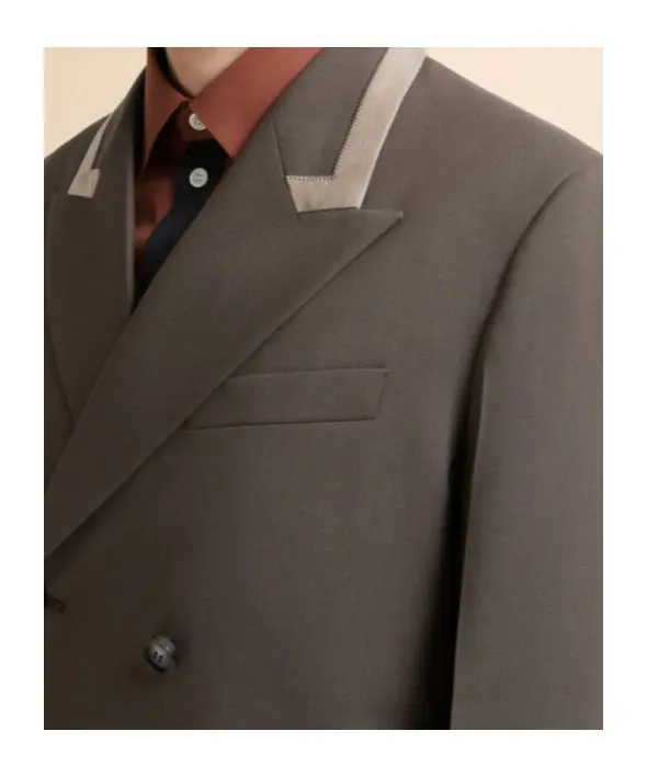 Marni Grey Double-breasted Wool Blazer With Mending