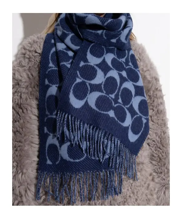 COACH Logo Fringed Scarf