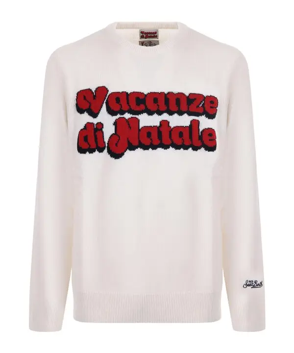MC2 SAINT BARTH Vacanze Di Natale" Knitwear With Ribbed Accents - White