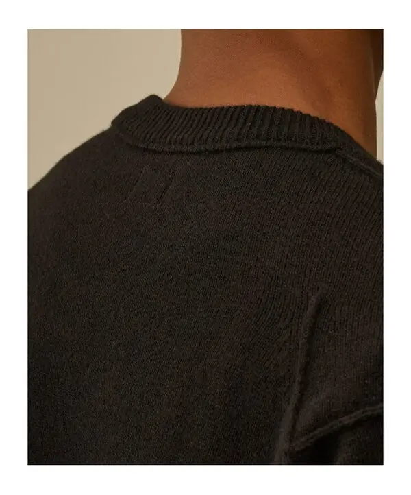 C.P. COMPANY Lambswool Crewneck Lens Jumper - Black