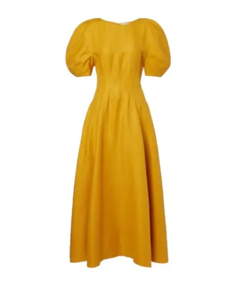 Gabriela Hearst Ranya Puff-sleeve Linen Twill Maxi Dress - Brown
