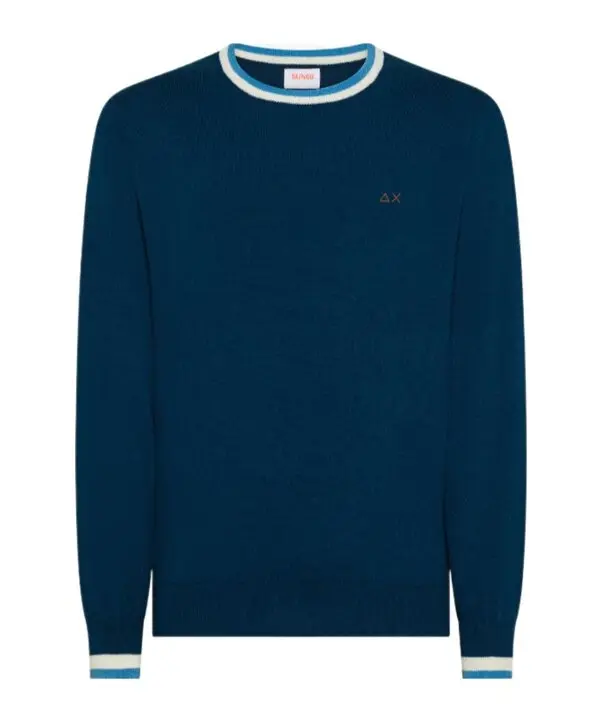 SUN 68 Contrast Trim Knitted Sweater