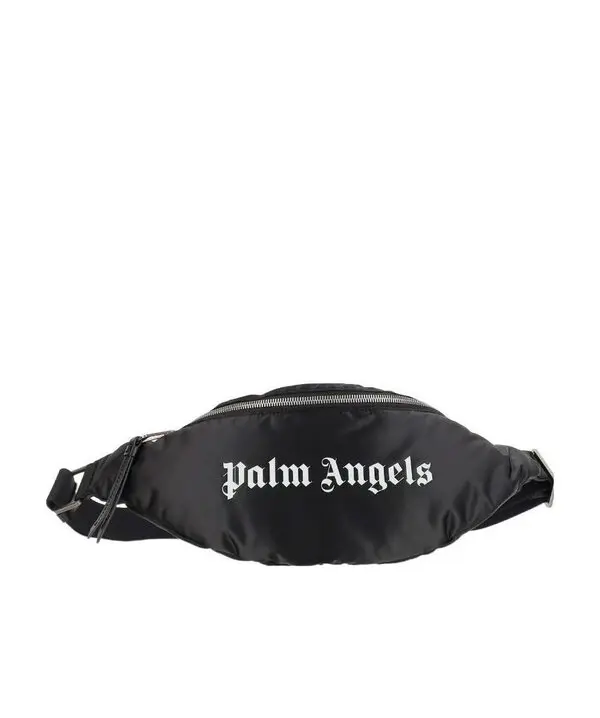 Palm Angels Logo Printed Zipped Belt Bag - Black