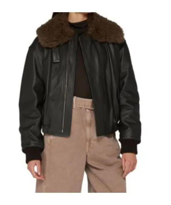 LEMAIRE Cropped Waist Leather Jacket