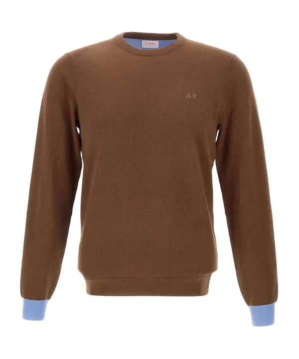 SUN 68 Contrast Elbow-patch Knitted Sweater