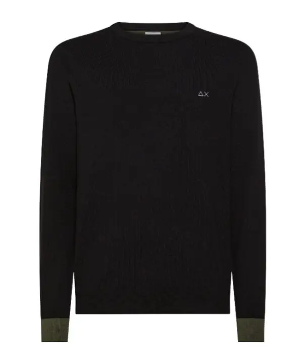 SUN 68 Elbow Patch Crew Neck Knitted Sweater