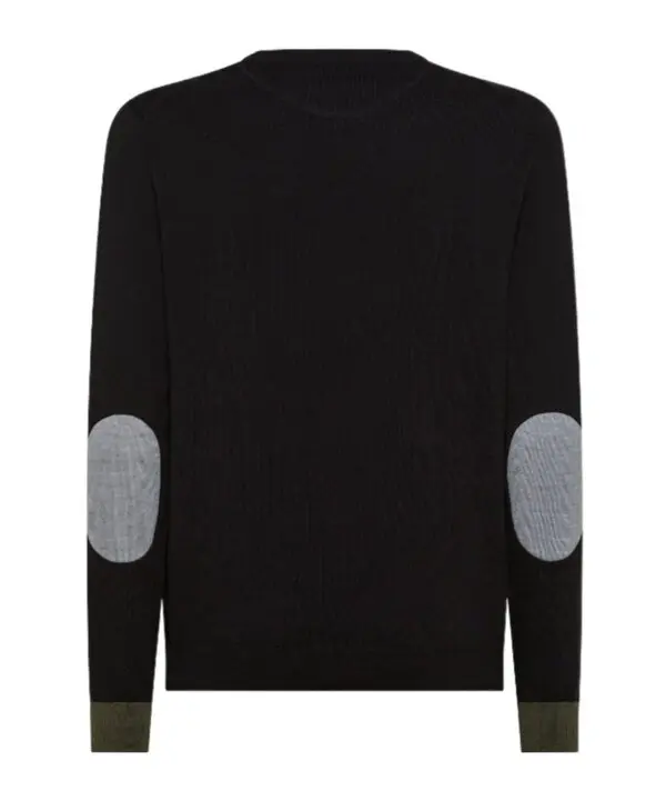 SUN 68 Elbow Patch Crew Neck Knitted Sweater