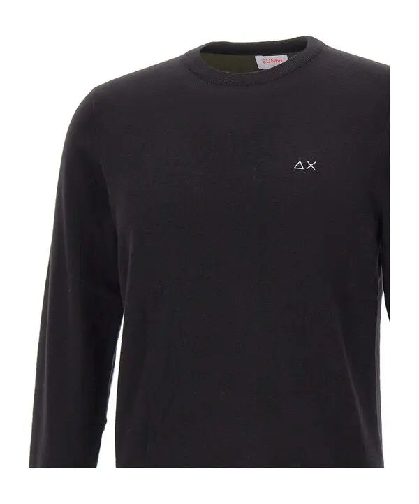 SUN 68 Elbow Patch Crew Neck Knitted Sweater