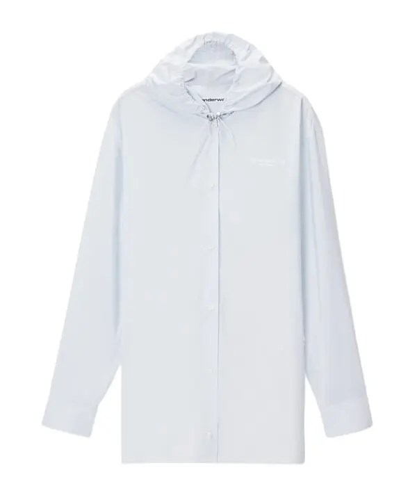 Alexander Wang Relaxed Fit Button-down Hoodie - White/blue Stripe