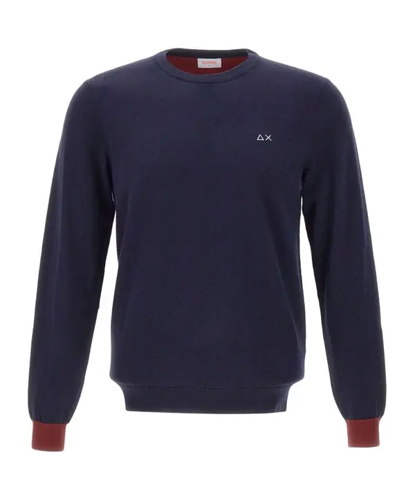 SUN 68 Contrast Elbow-patch Knitted Sweater