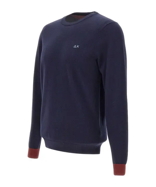 SUN 68 Contrast Elbow-patch Knitted Sweater