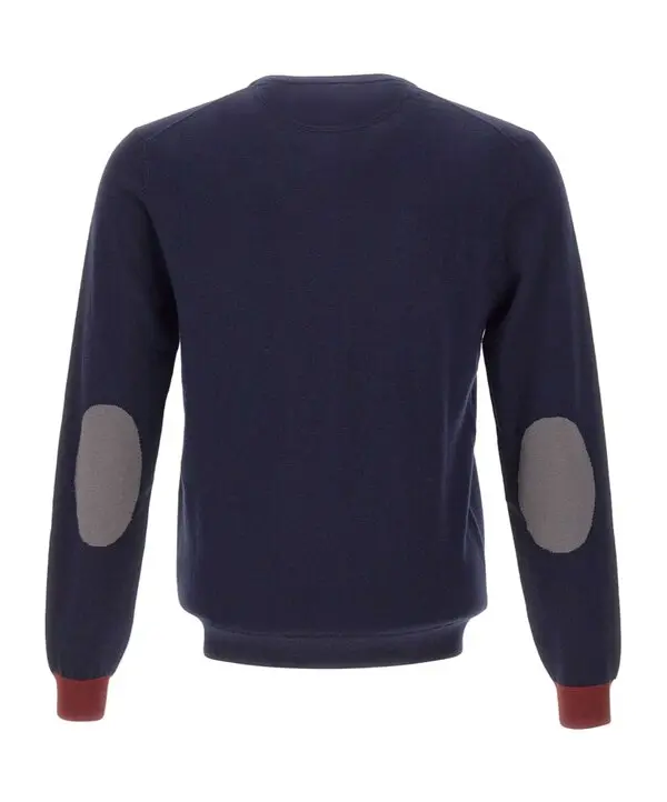 SUN 68 Contrast Elbow-patch Knitted Sweater