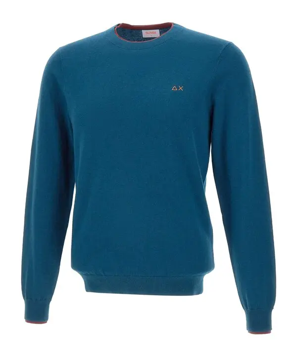 SUN 68 Logo Embroidered Crewneck Knitted Jumper