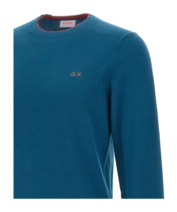 SUN 68 Logo Embroidered Crewneck Knitted Jumper