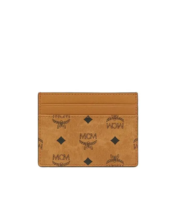 Mcm Aren Visetos Card Holder - Cognac