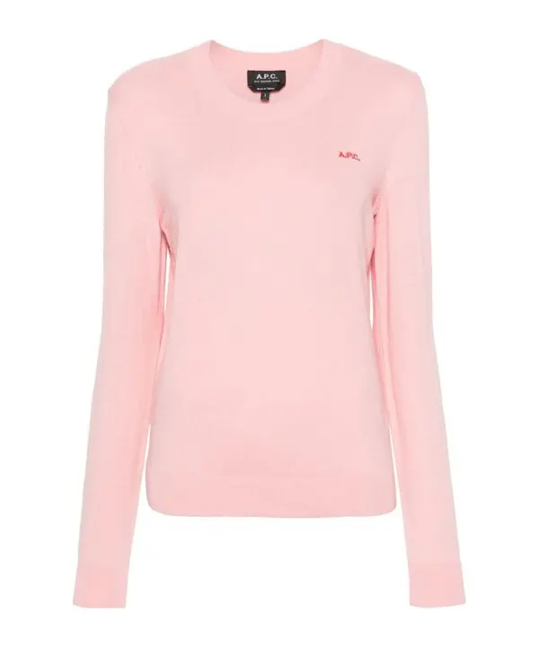 A.p.c. Logo-embroidered Cotton Jumper - Pink