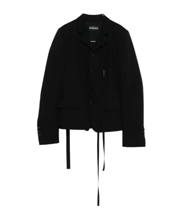 ANN DEMEULEMEESTER Single Breasted Jacket With Tie Details - Black