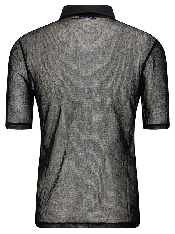 Paloma Wool Sheer Polo Top With Button Placket And Short Sleeves - No