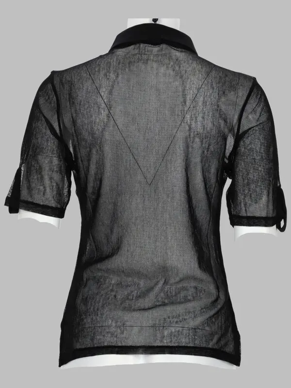 Paloma Wool Sheer Polo Top With Button Placket And Short Sleeves - No