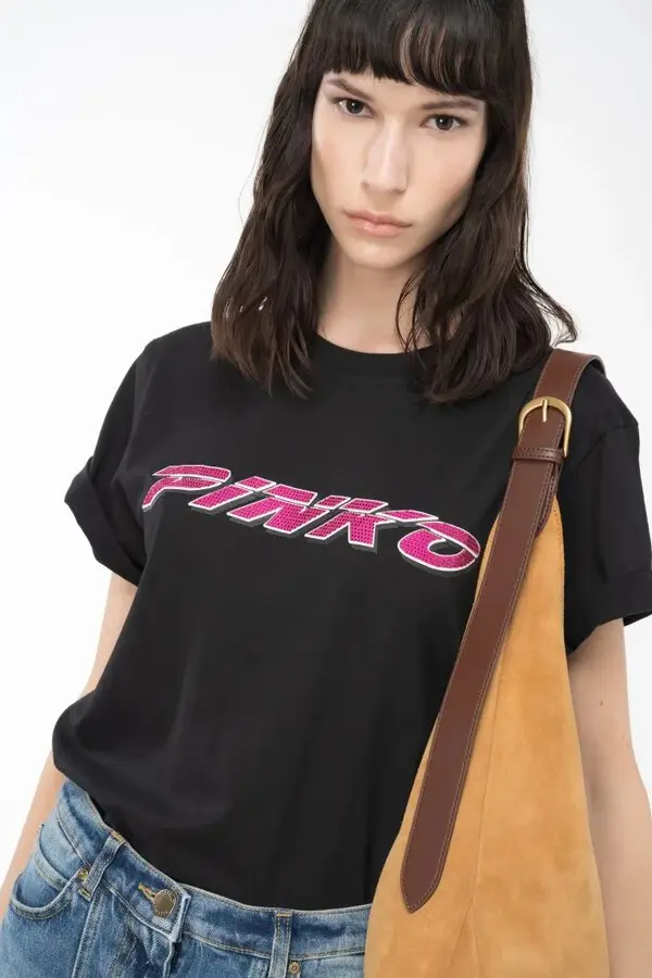 Pinko Logo Printed Crewneck T-shirt
