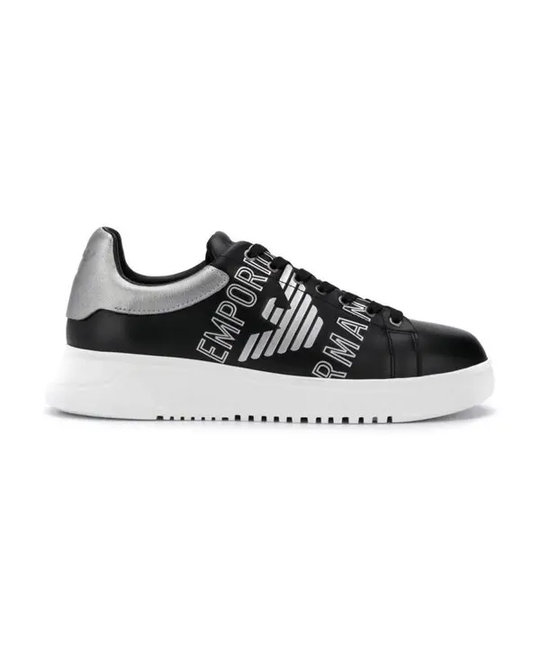 Emporio Armani Logo Detail Lace-up Sneakers - Black