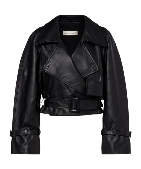 Nour Hammour Hatti Cropped Leather Jacket