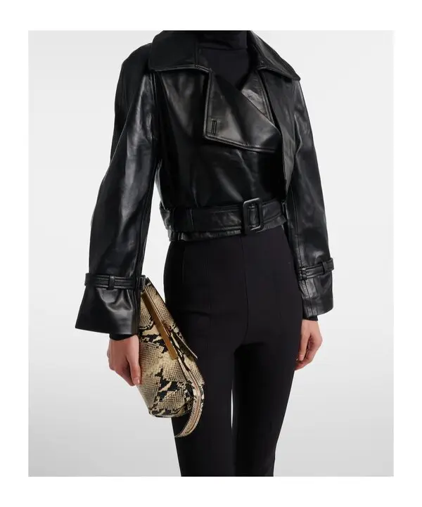 Nour Hammour Hatti Cropped Leather Jacket