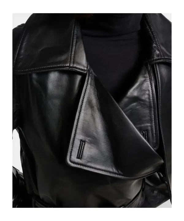 Nour Hammour Hatti Cropped Leather Jacket