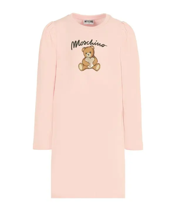 Moschino Puff-sleeve Teddy-print Dress