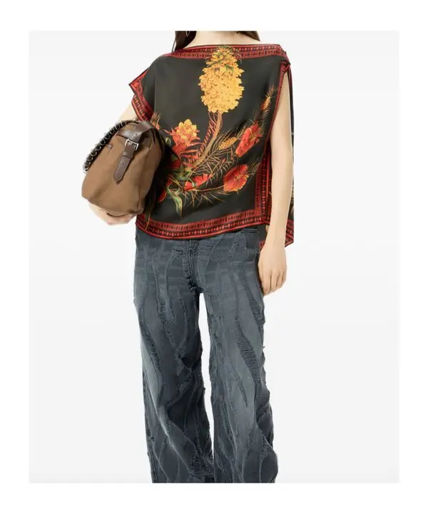 Blumarine Floral Printed Twill Top