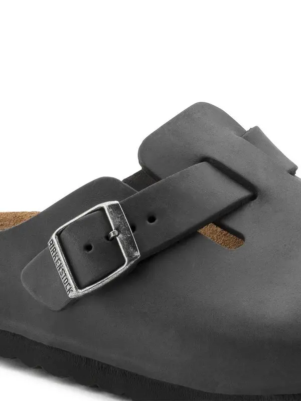 BIRKENSTOCK Boston Leather Flat Mules - Black