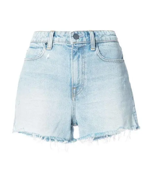 Alexander Wang High Waisted Frayed Denim Shorts - Blue