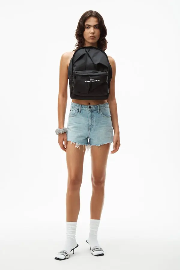 Alexander Wang High Waisted Frayed Denim Shorts