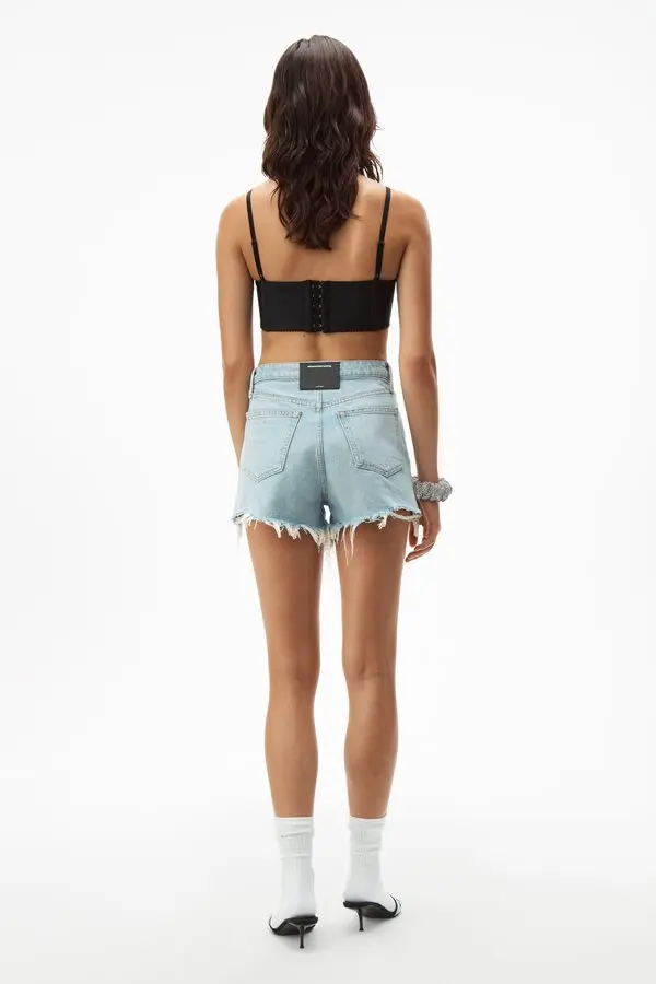 Alexander Wang High Waisted Frayed Denim Shorts