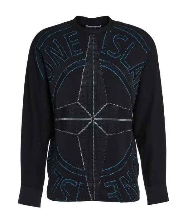 Stone Island Compass Logo Knitted Sweater - Black