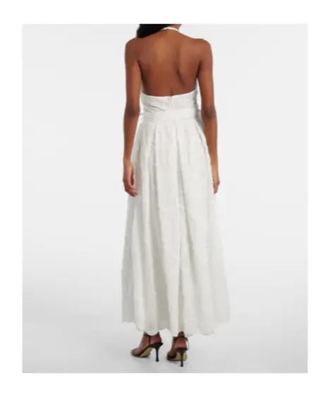Elie Saab Embroidered Belted Cotton-blend Midi Dress