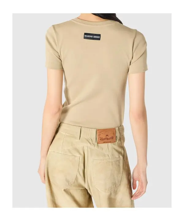 MARINE SERRE Embroidered Crewneck T-shirt - Nude